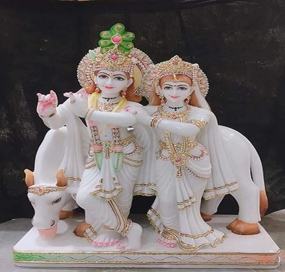2 Feet White Marble Radha Krishna Statue Manufacturer & Seller in Alwar ...