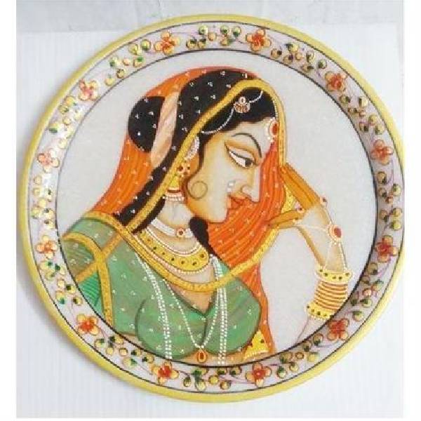 Latest Marble Hand Paint Decorative Plate With Wooden Stand price in India