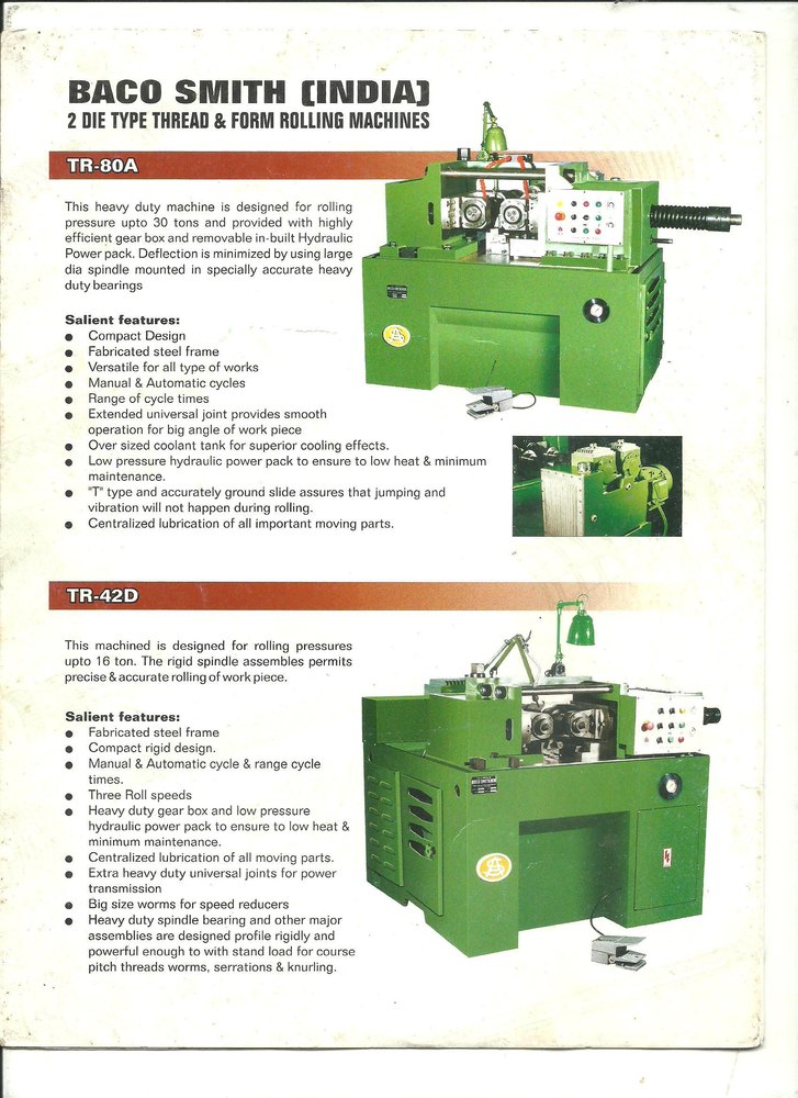 Die Type Thread Form Rolling Machine, For Industrial, Automation Grade ...