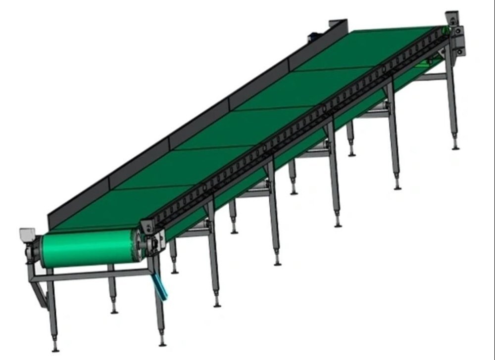 EOL Packaging Rubber Flat Belt Partition Conveyor, Material Handling ...