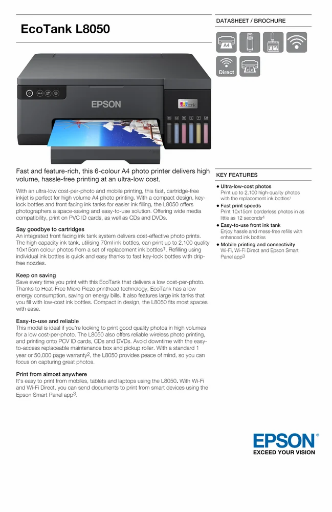 Epson L8050 Ink Tank Photo Printer Price in Lucknow, Uttar Pradesh ...