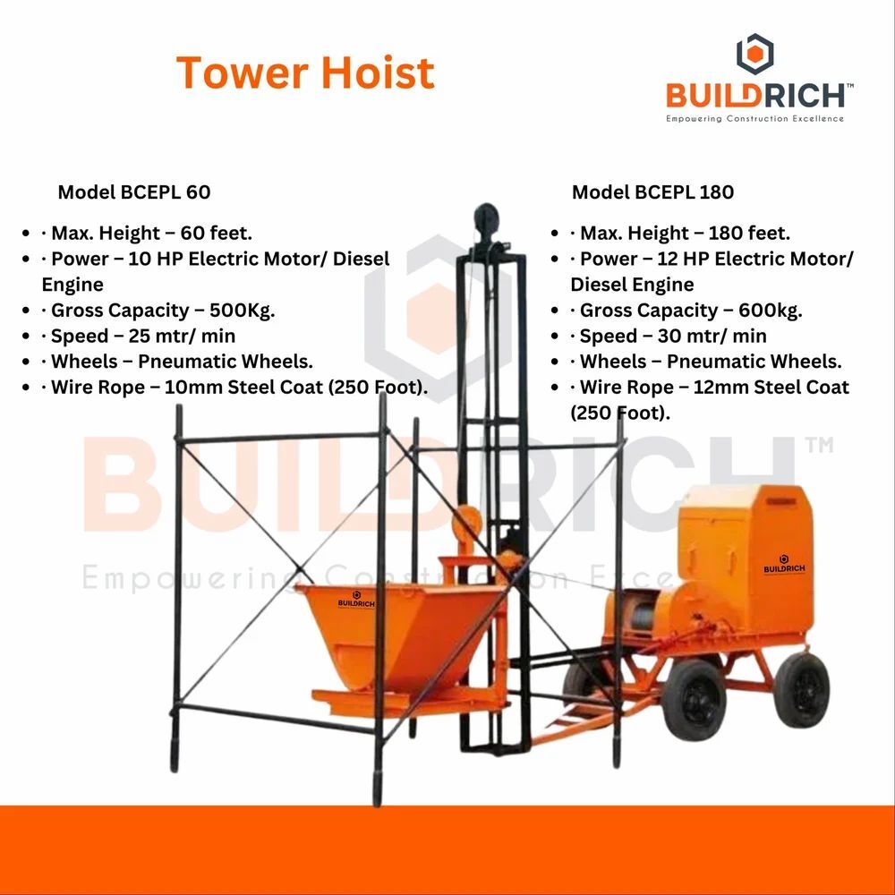 Heavy Tower Hoist Lift, For Construction, Load Capacity: Under 1 Ton ...