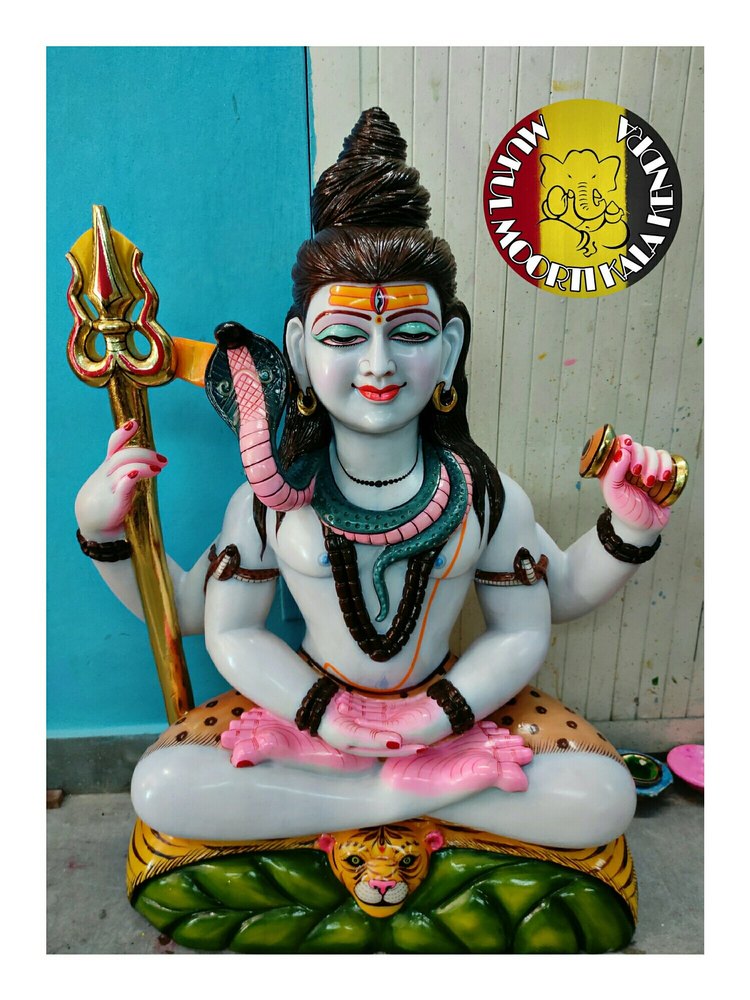 Hindu Shiva Statues White Bholenath Marble Moorti, For Worship, Size: 2 ...