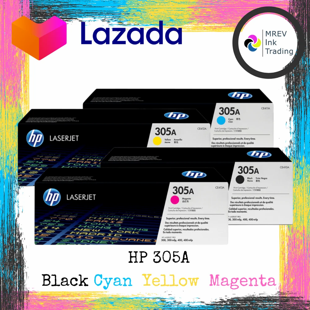 HP 305A Toner Cartridge CE411A CE412A CE413A CE414A CYMK Color Toner Set