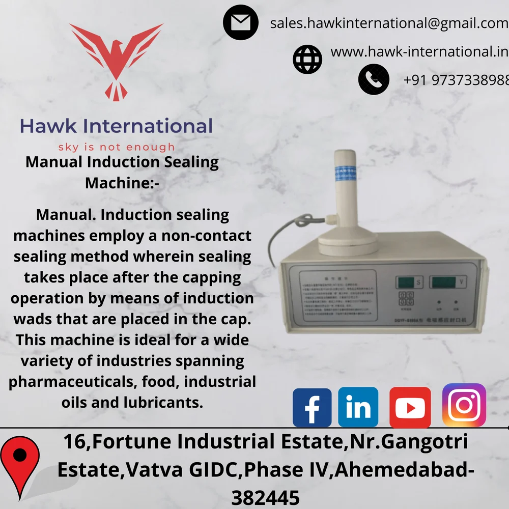 Induction Cap Sealing Machine, Capacity: 30 BPM Price in Ahmedabad, Gujarat – ₹75,000 | HAWK ...
