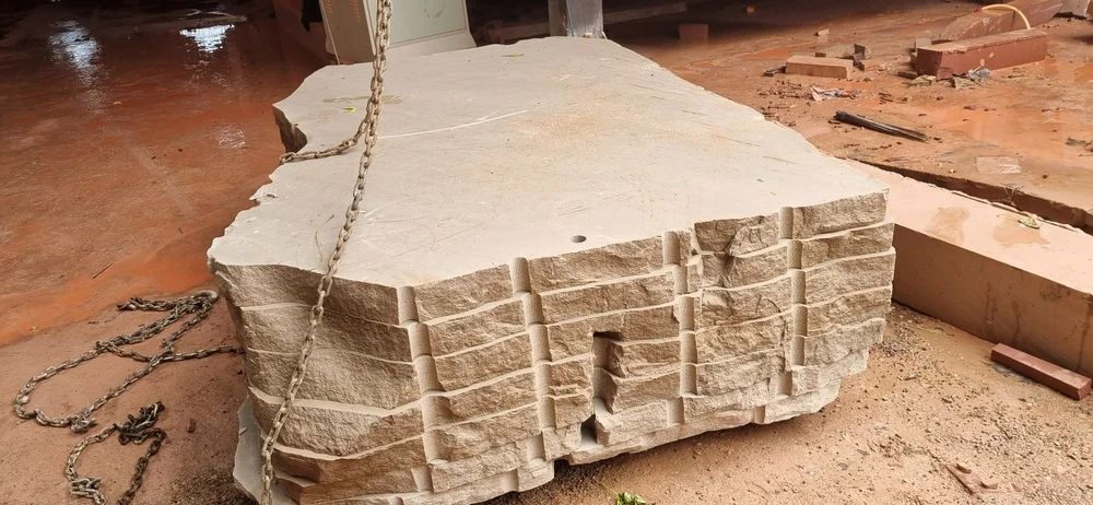 Matte Yellow Khatu Teak Sandstone, For Cladding, Thickness: 20 mm in ...