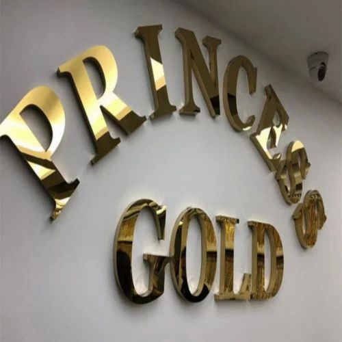 Mirror Finish Stainless Steel ss Titanium golden letters, For ...