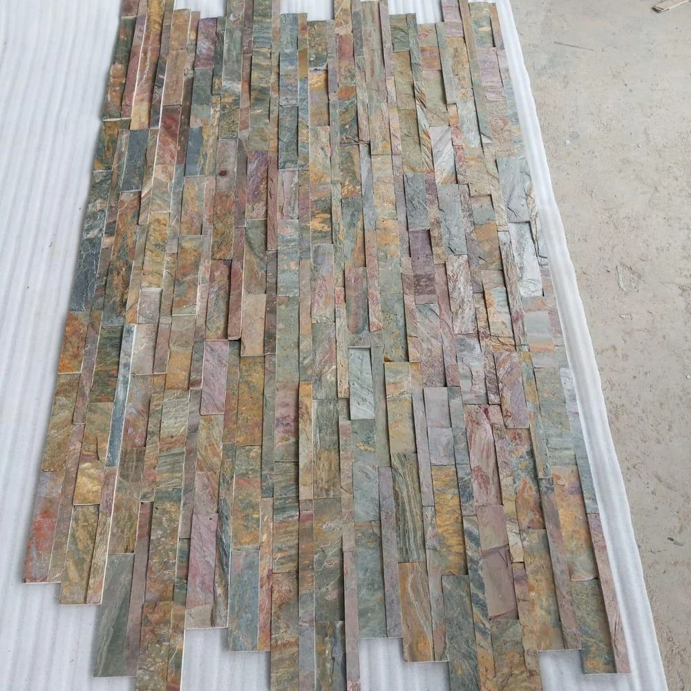 Multicolor Matte Slate Stone Ledgestone, For Cladding, Thickness: 10mm ...