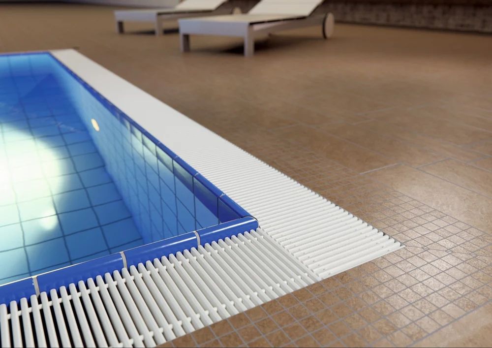 Plastic Blue and White Swimming Pool Grating, Size: 8 Inch, 30 Pins ...