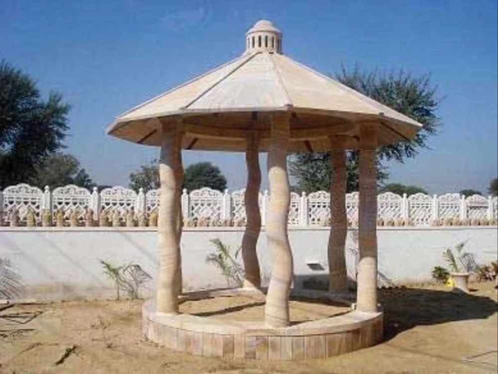 Sandy Brown Hut Shaped Sandstone Gazebo in Dausa - RAJASTHAN STONE WORK