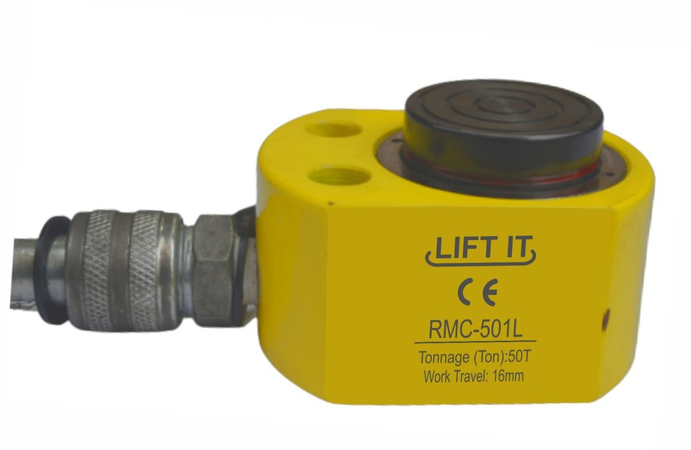 Ships Yellow Liftit Low Height Hydraulic RMC 50 Ton Button Jack Price ...