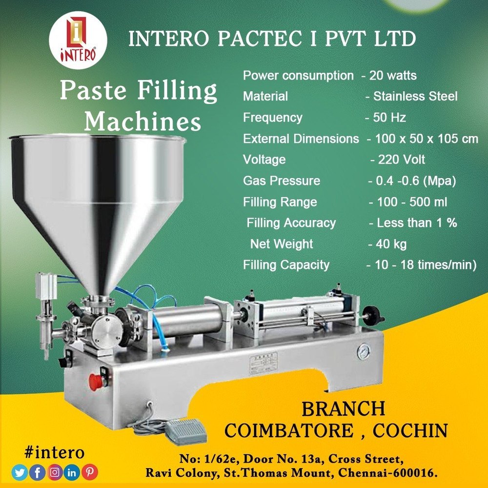 Stainless Steel Semi Automatic Cream Filling Machine, 20 Watts Price in ...