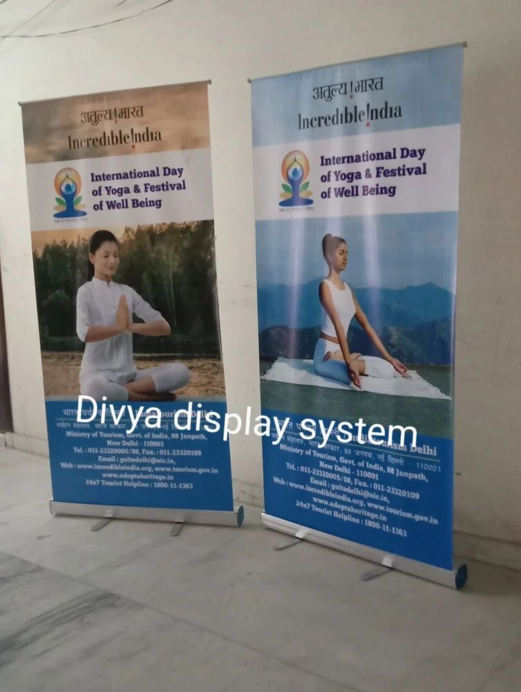 White PVC Rollup Display Standee, For Promotional Price in New Delhi ...