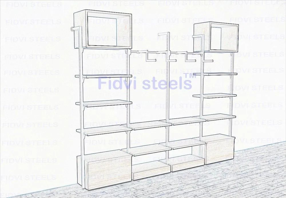 Wooden Fidvi Steels Pole Shelving System - Type 1, For Store, 16 at ...